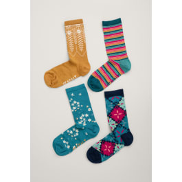 Gift Box of 4 Sparkly Women's Festive Socks - Seasalt Cornwall